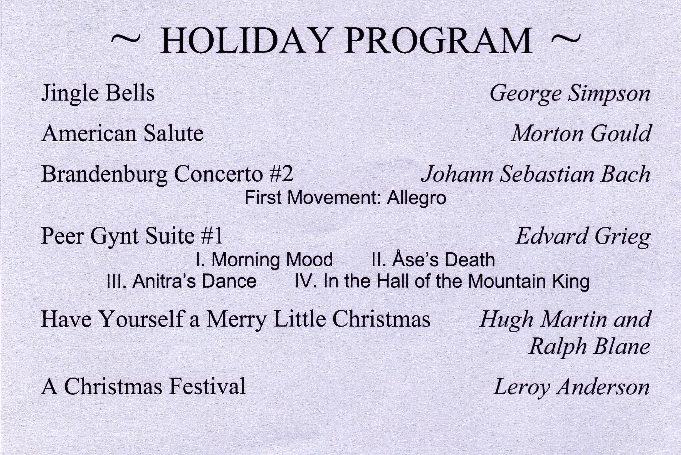 Recent Programs